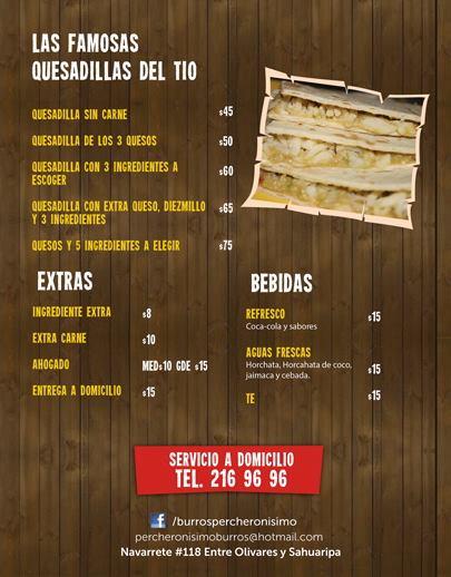 Menu at PERCHERONISIMO, Burros percherones restaurant, Hermosillo