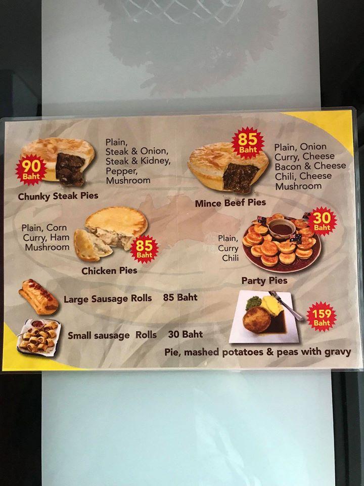 Menu at Pete’s Place restaurant, Pattaya City