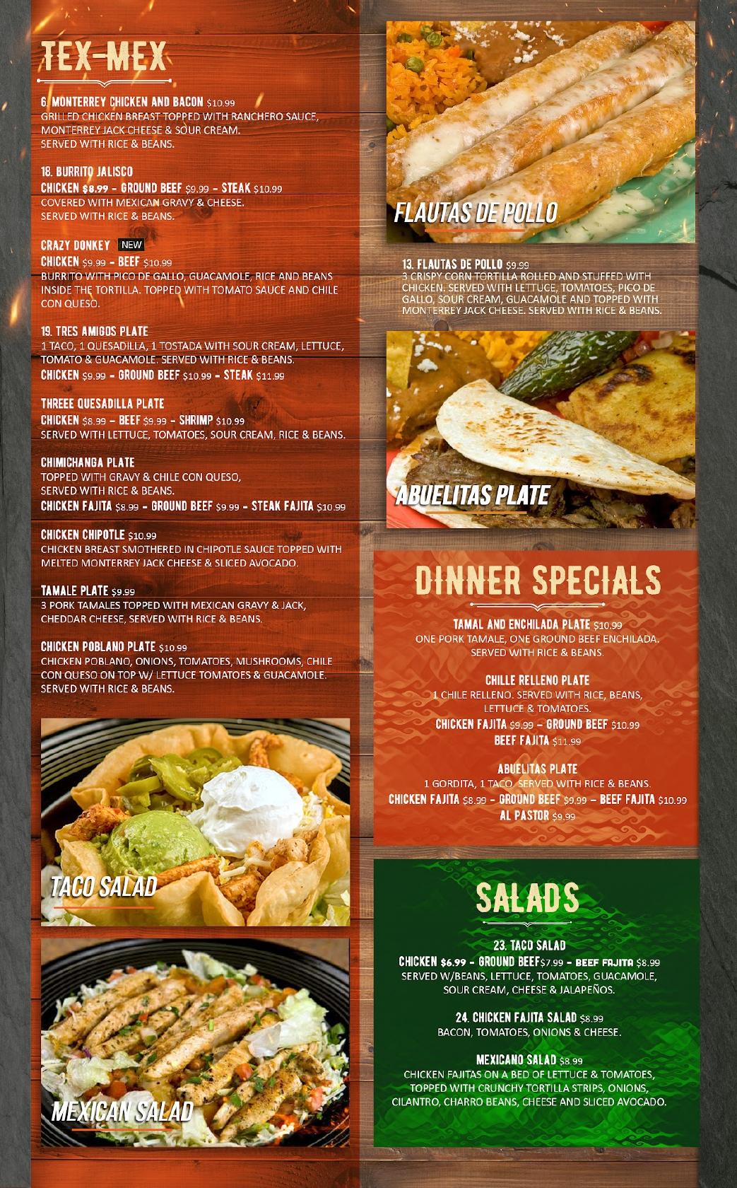 Menu at Taqueria El Mexicano Grill restaurant, Bellmead
