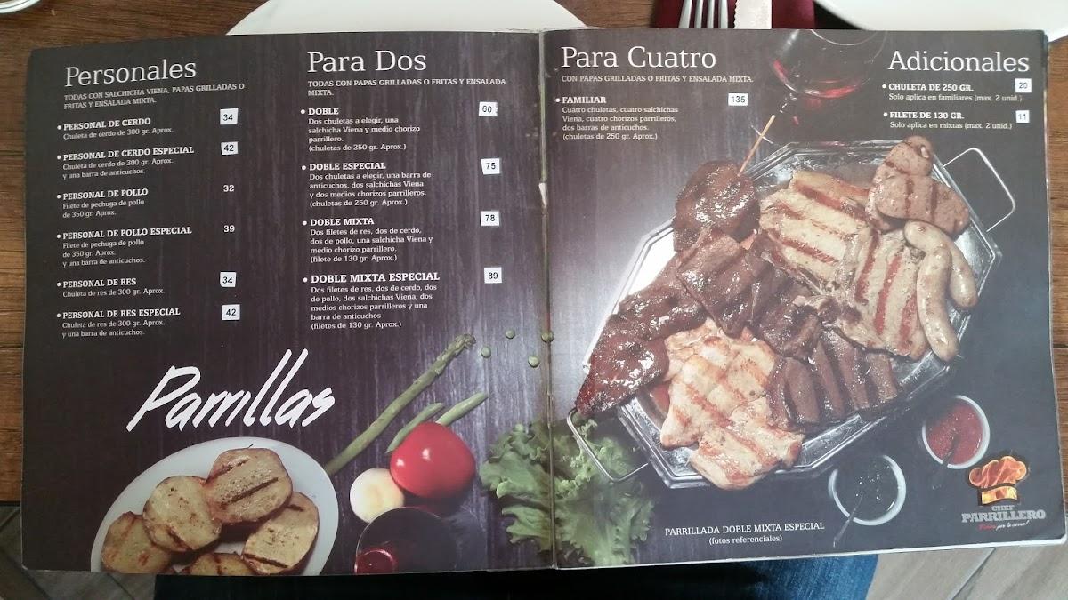 Carta del restaurante Chef Parrillero Grill, Arequipa, Urb. Los Rosales B-2