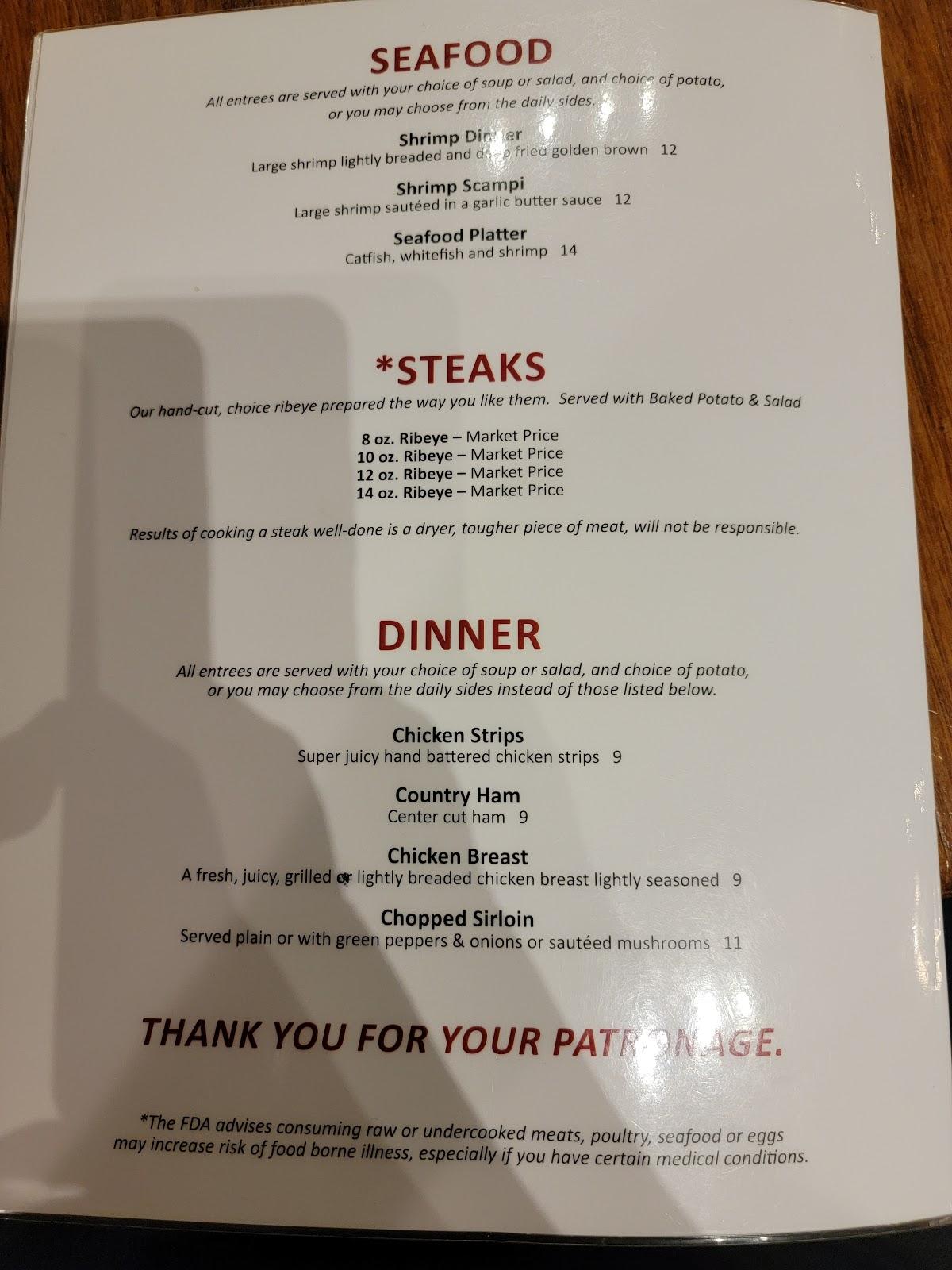 Menu at Gathering Place Cafe, Greeneville