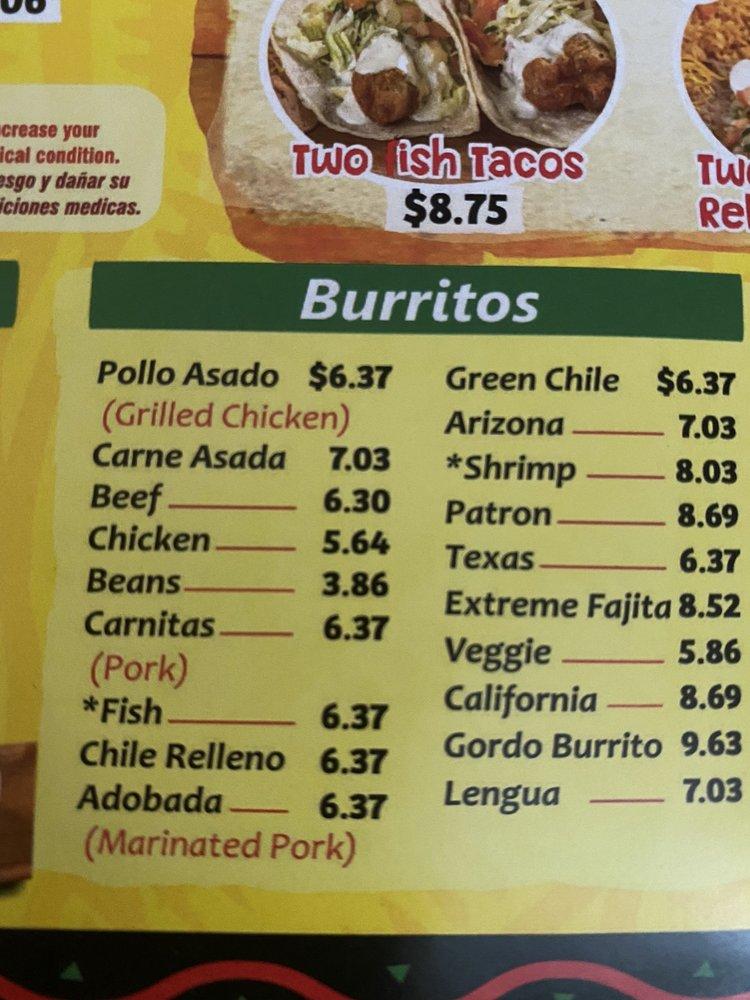 Menu at Filiberto's Mexican Food restaurant, Phoenix, W Cactus Rd