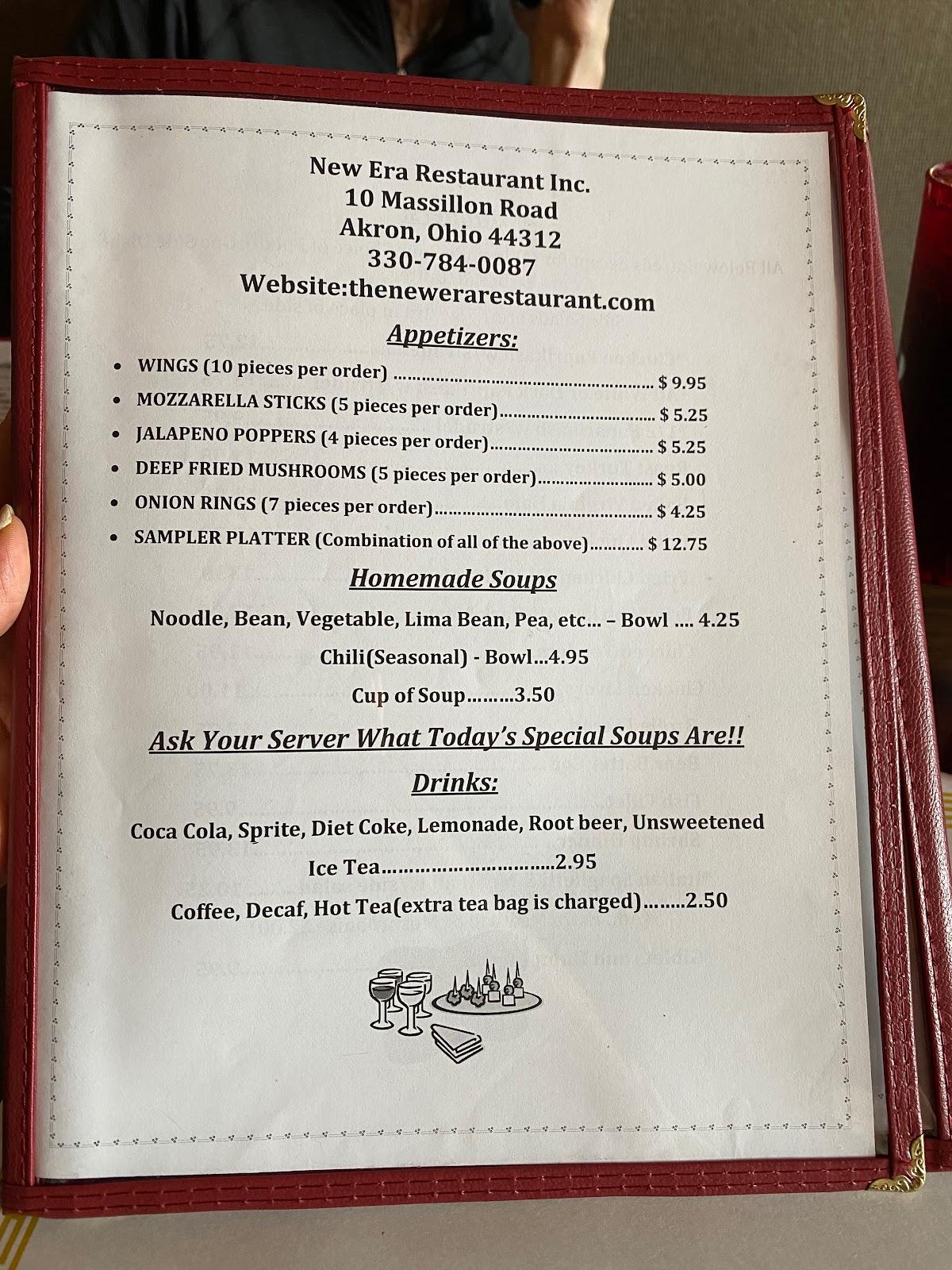Carta del restaurante New Era, Akron