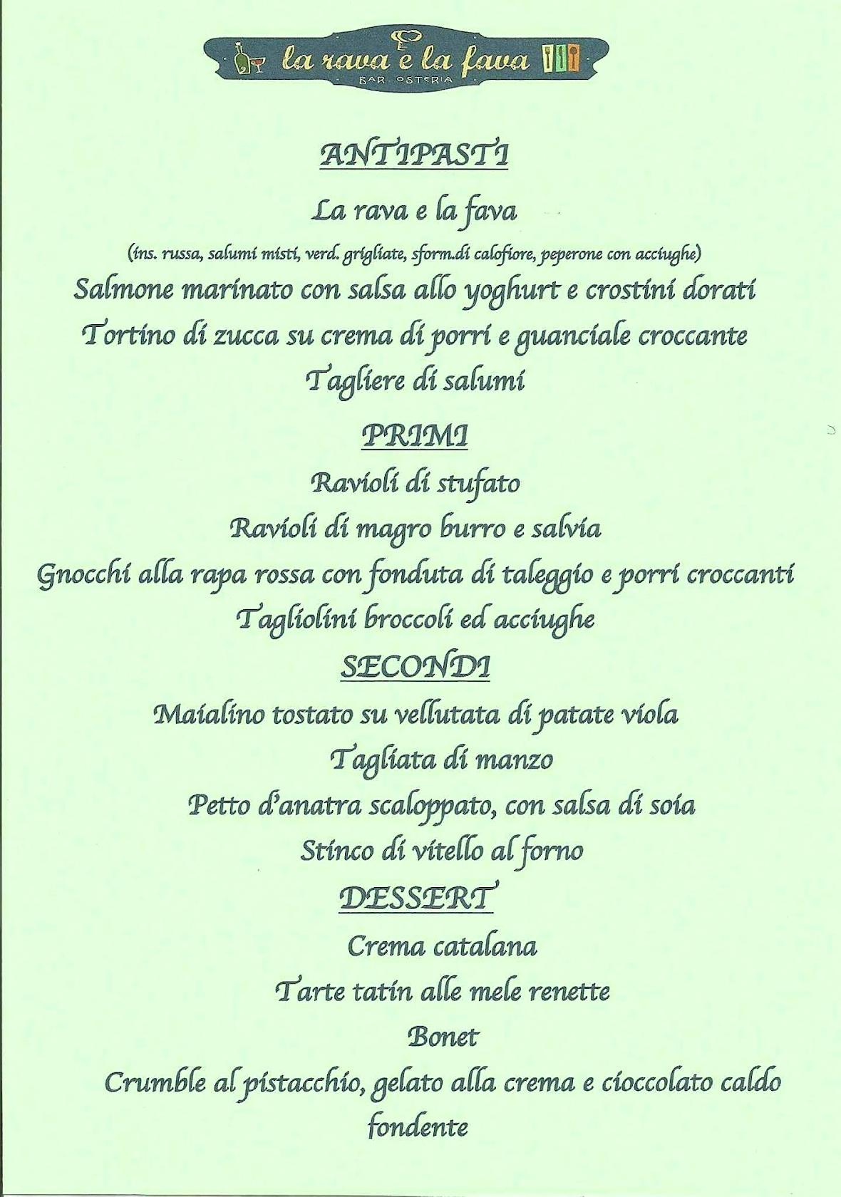 Menu da La Rava e La Fava ristorante, Sarezzano