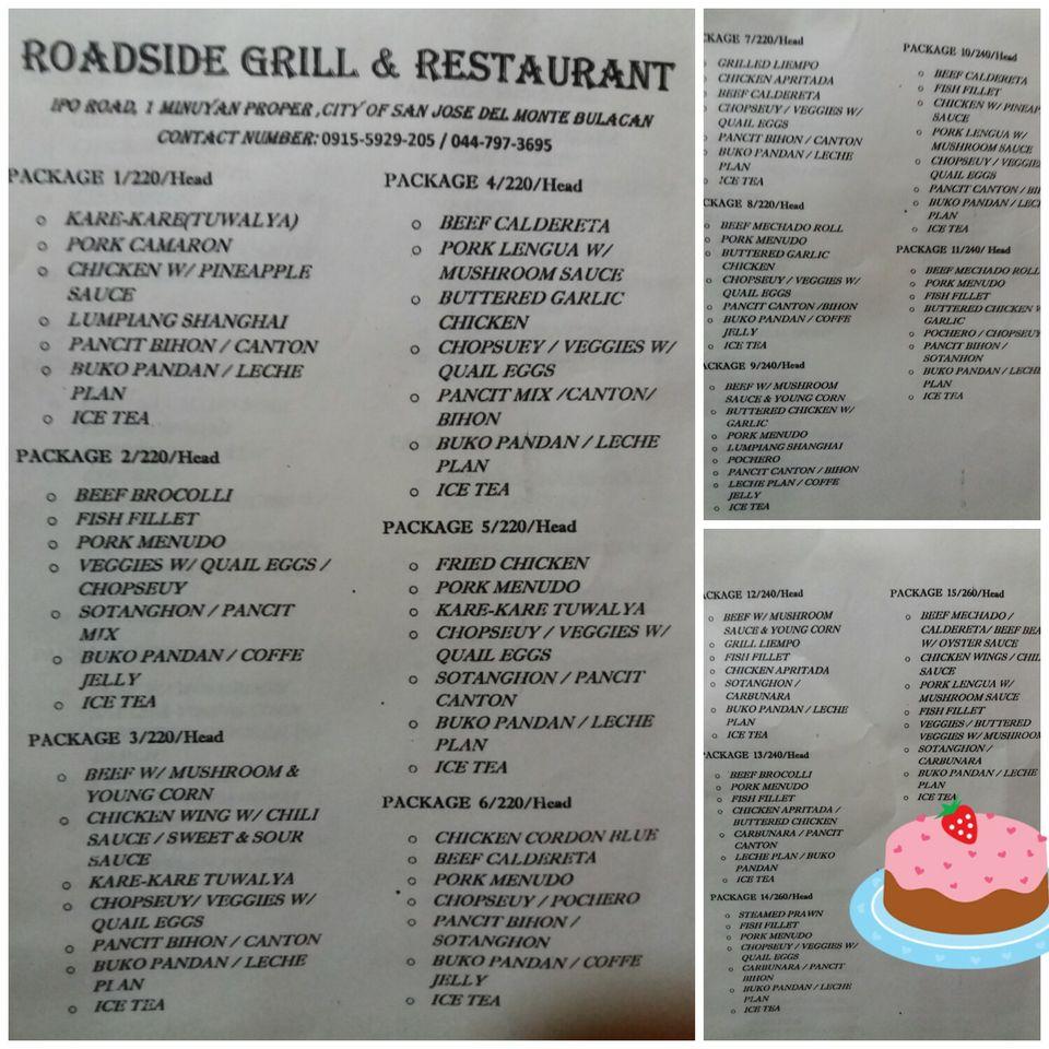 Menu at RoadSide Grill and Restaurant, San Jose del Monte City