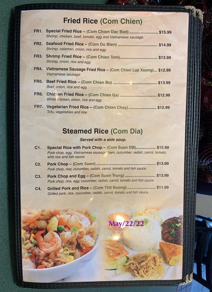 Menu at Saigon Bistro pub & bar, Fayetteville