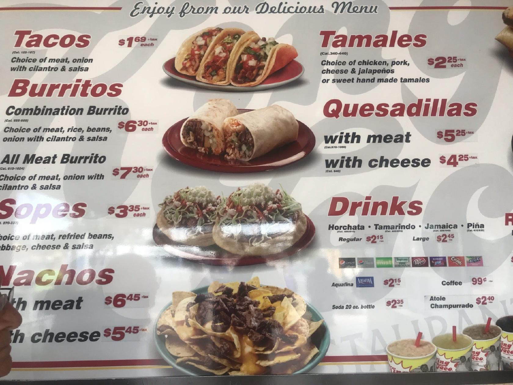 Menu at King Taco # 2 restaurant, Los Angeles, E 3rd St