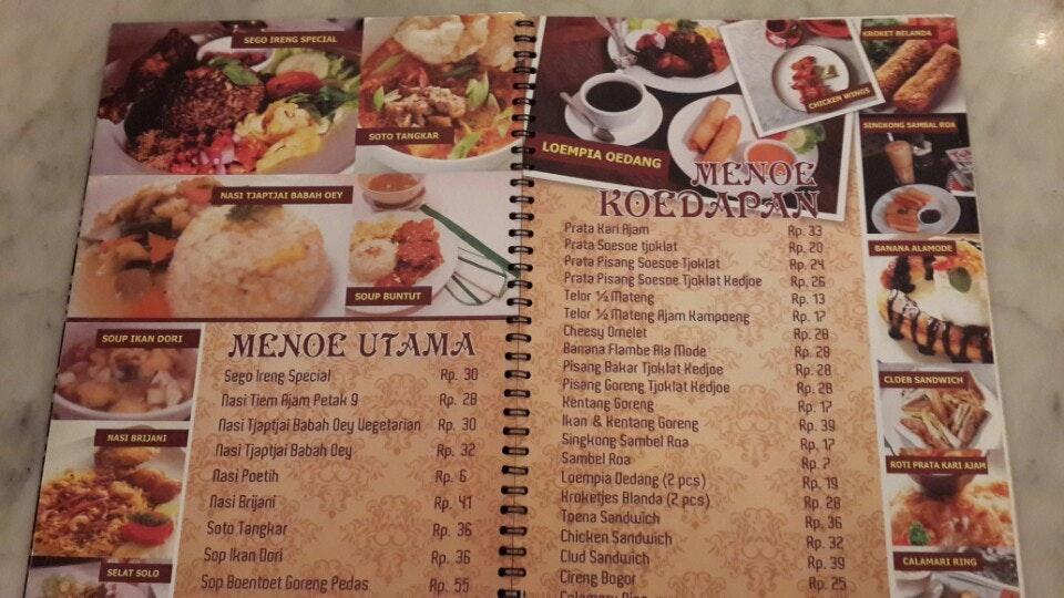 Menu at Kopi Soe Kartini cafe, Surabaya