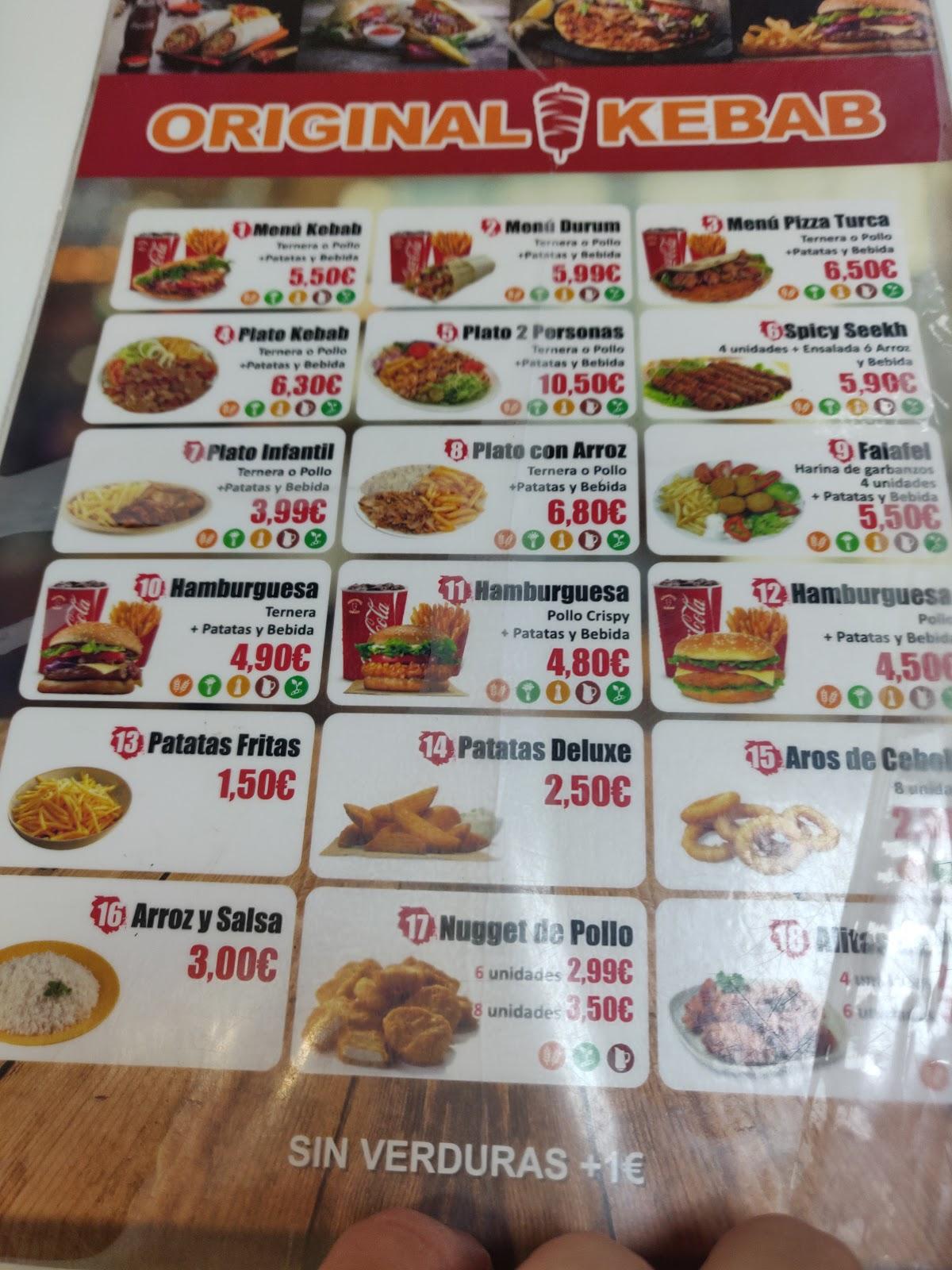 Carta del restaurante Original Kebab, Huelva