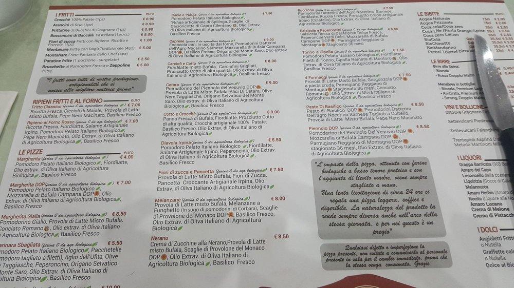 Menu at Pizzeria Sorbillo, Salerno, Corso Giuseppe Garibaldi