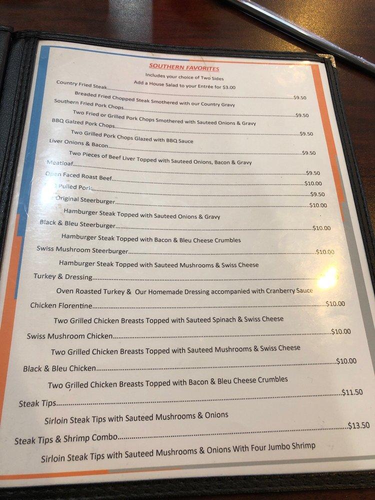 Menu at The Southern Table restaurant, Bunnell