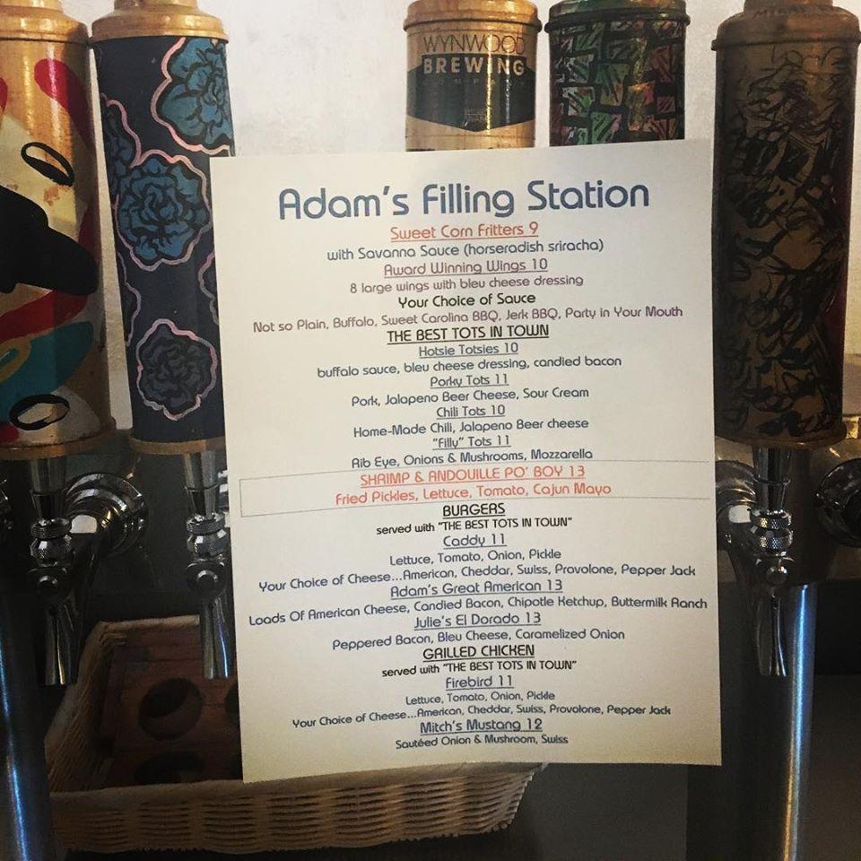 Menu at Adam's Filling Station on Wheels, Miami