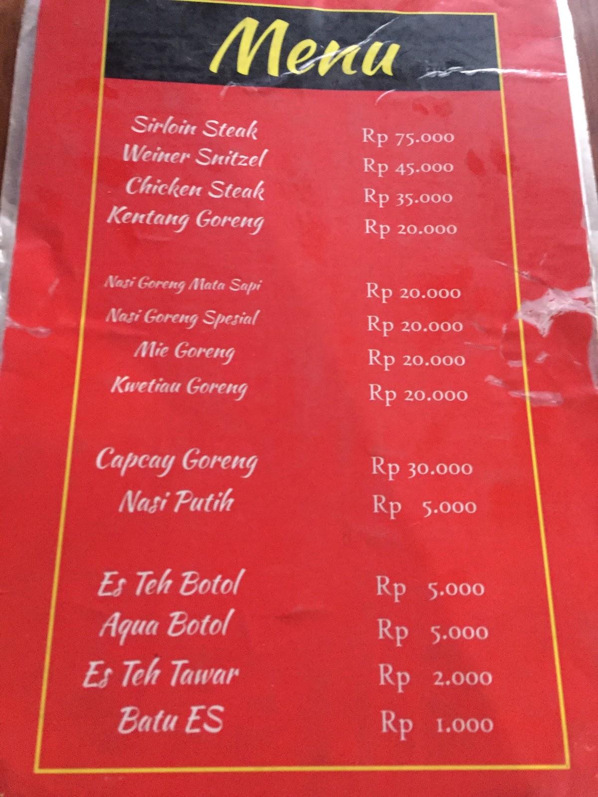 Menu at Bali Red Steak restaurant, Karawang