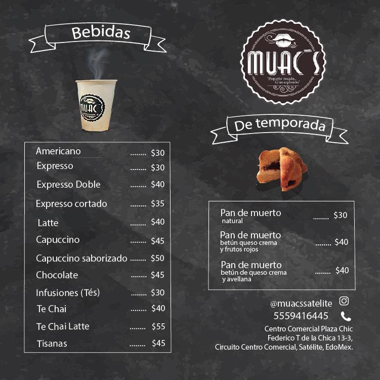 Menu at MUAC´S Satélite cafe, Naucalpan