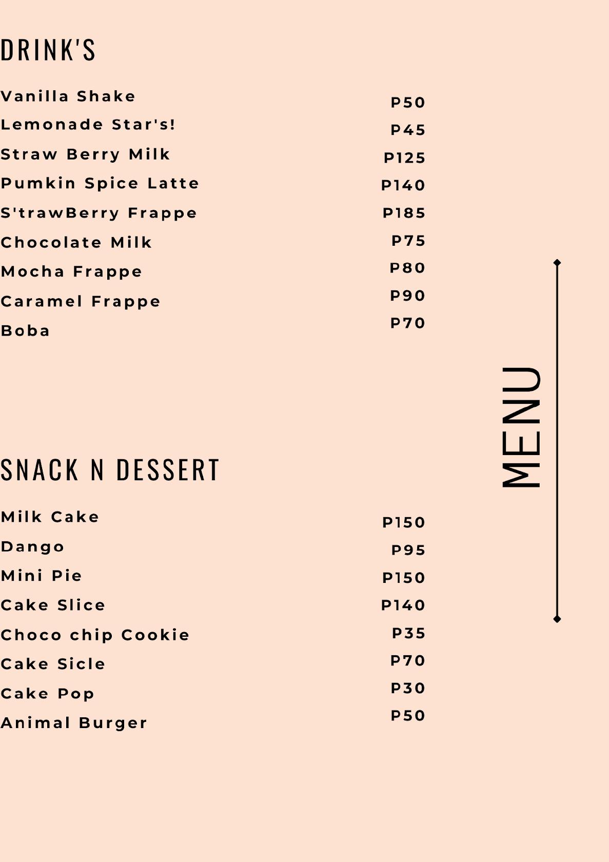 Menu at Owl Cafe, San Pascual