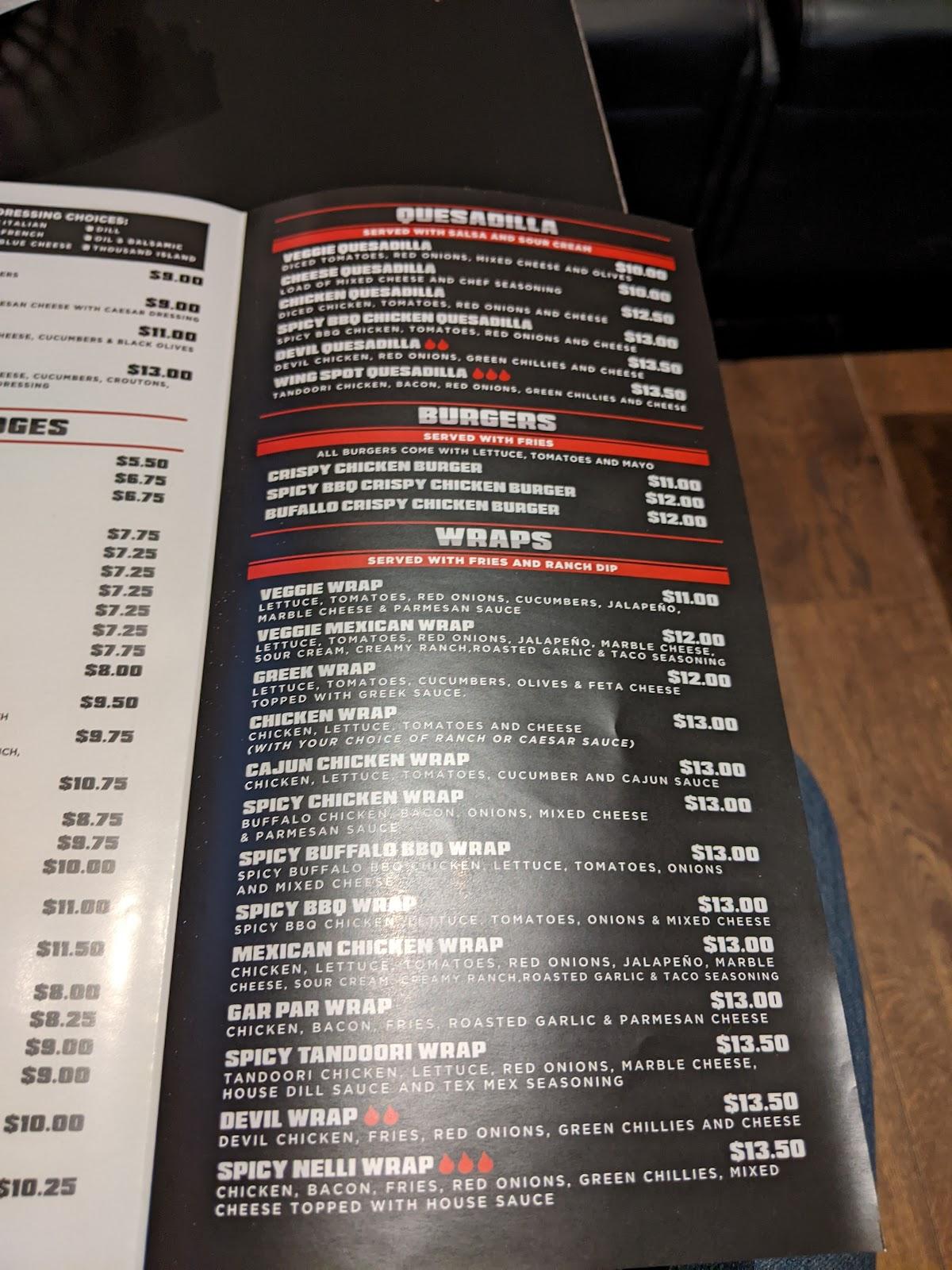 Menu at The Wing Spot - Guelph restaurant, Guelph