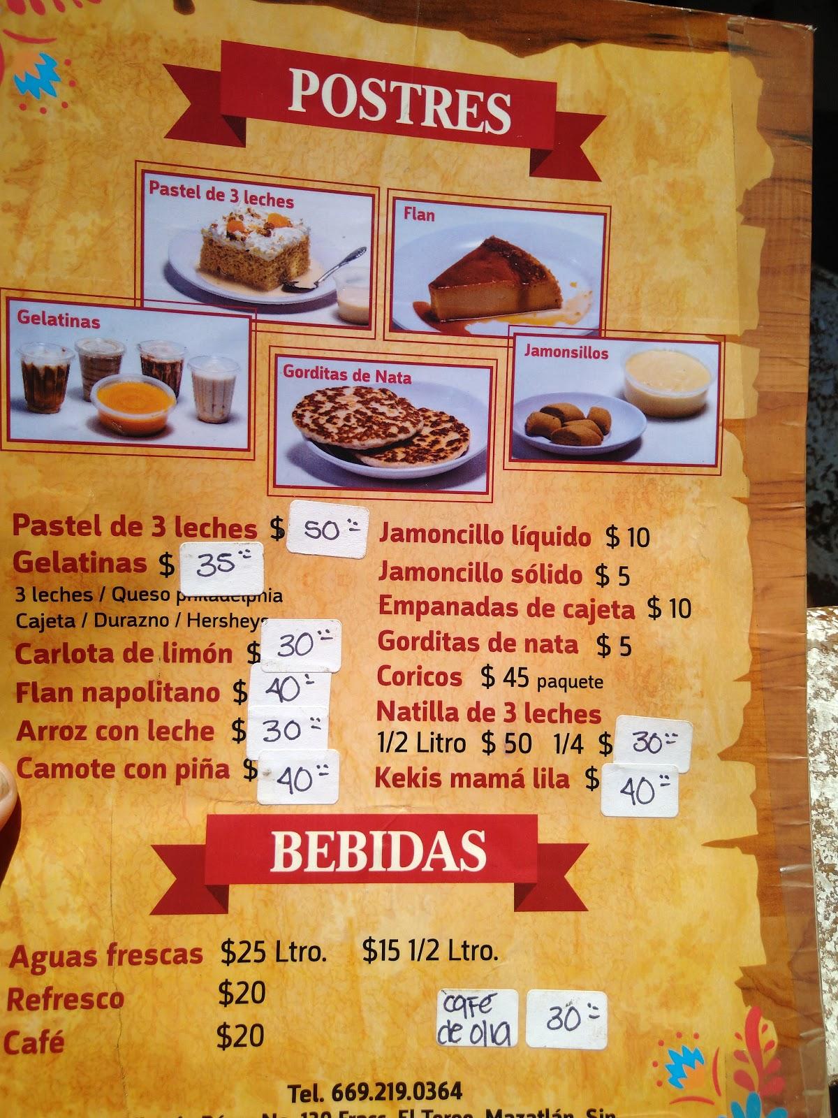 Carta del restaurante Cenaduria Julia Y Mayel, Mazatlán
