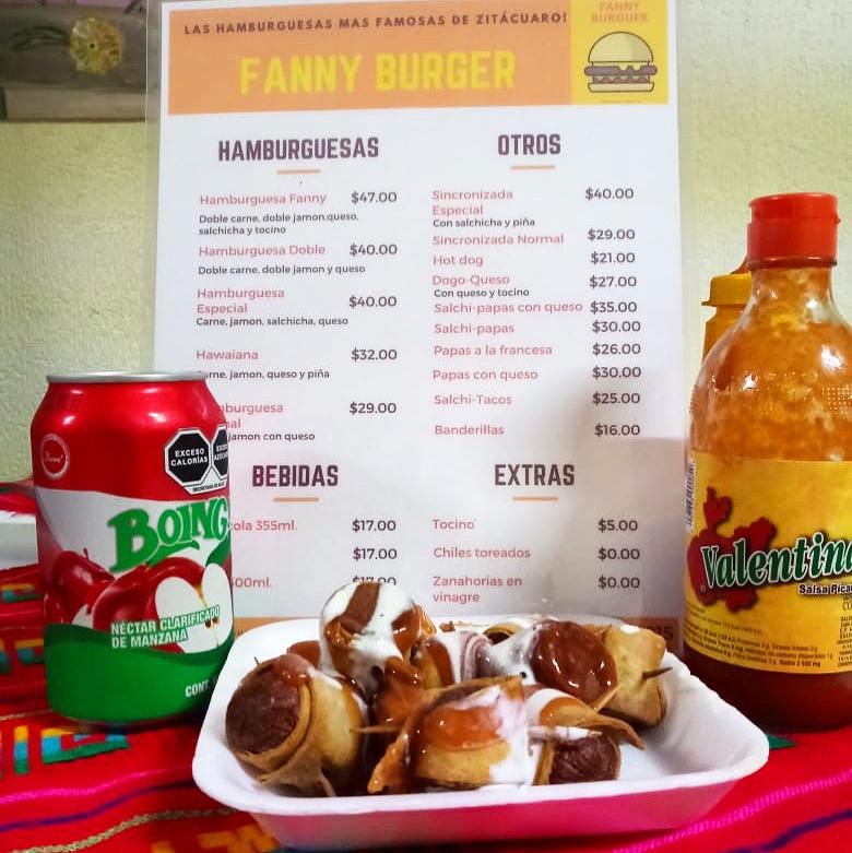 Menu at Fanny Burger restaurant, Zitácuaro, Av. Revolución Sur 204
