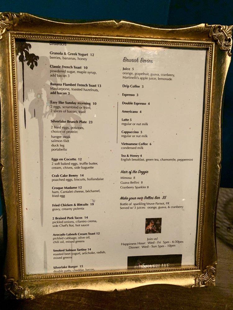 Menu at Silverlake Bistro pub & bar, Miami Beach