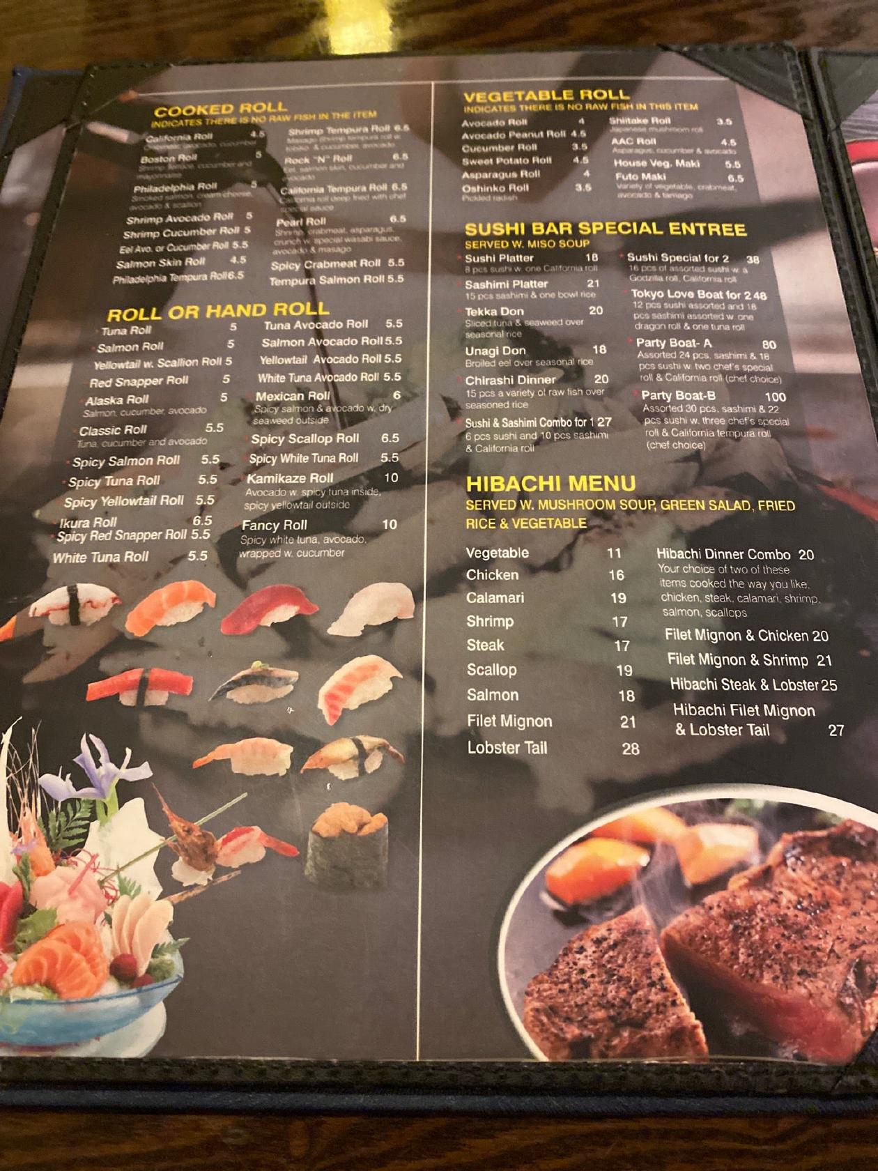 Menu at Tokyo Cafe, Greer, 413 The Parkway