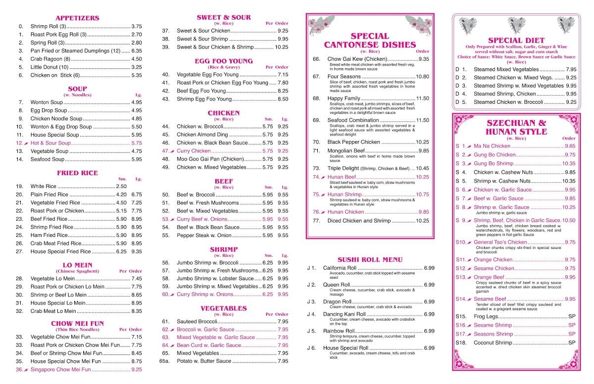 Menu at Great Wall Buffet restaurant, Mansfield