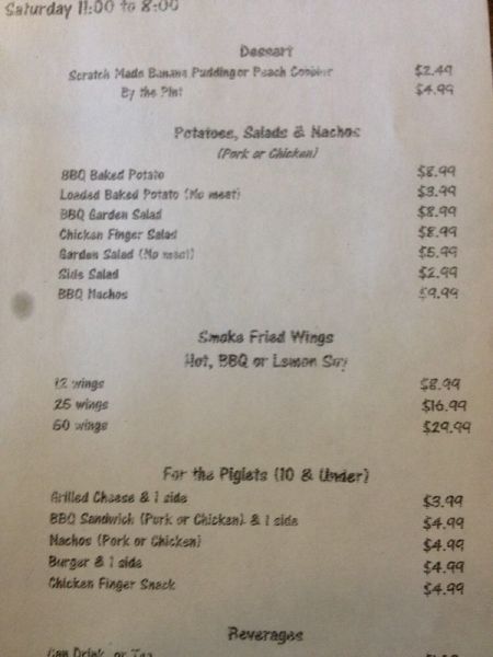 Menu at Landmark BBQ, Odenville, 45 Co Rd 12