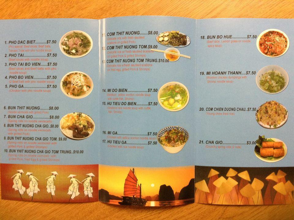 Menu at Pho Hong Thom restaurant, Bridgeport