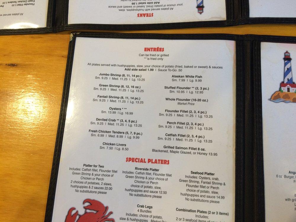 Menu at Riverside Fish House restaurant, Dallas