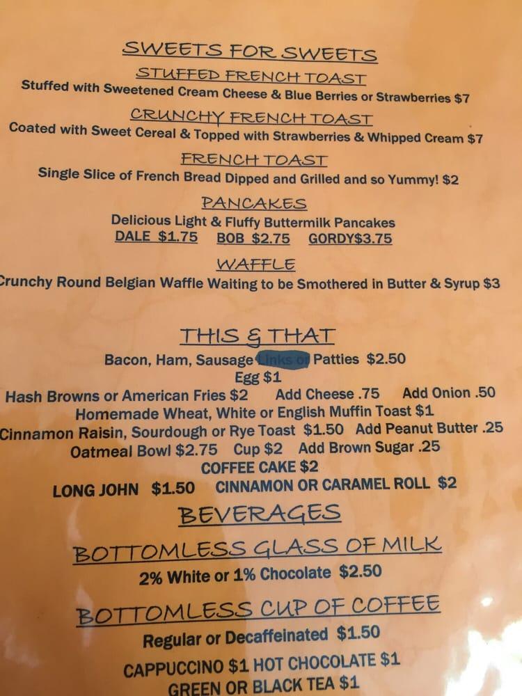 Menu at Timothy's Cafe, Fennimore