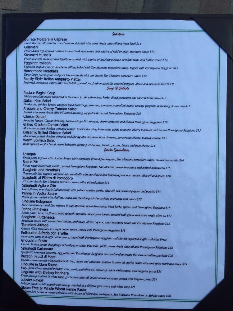 Menu at Trattoria Reggiano Italian Restaurant - Downtown Summerlin, Las ...
