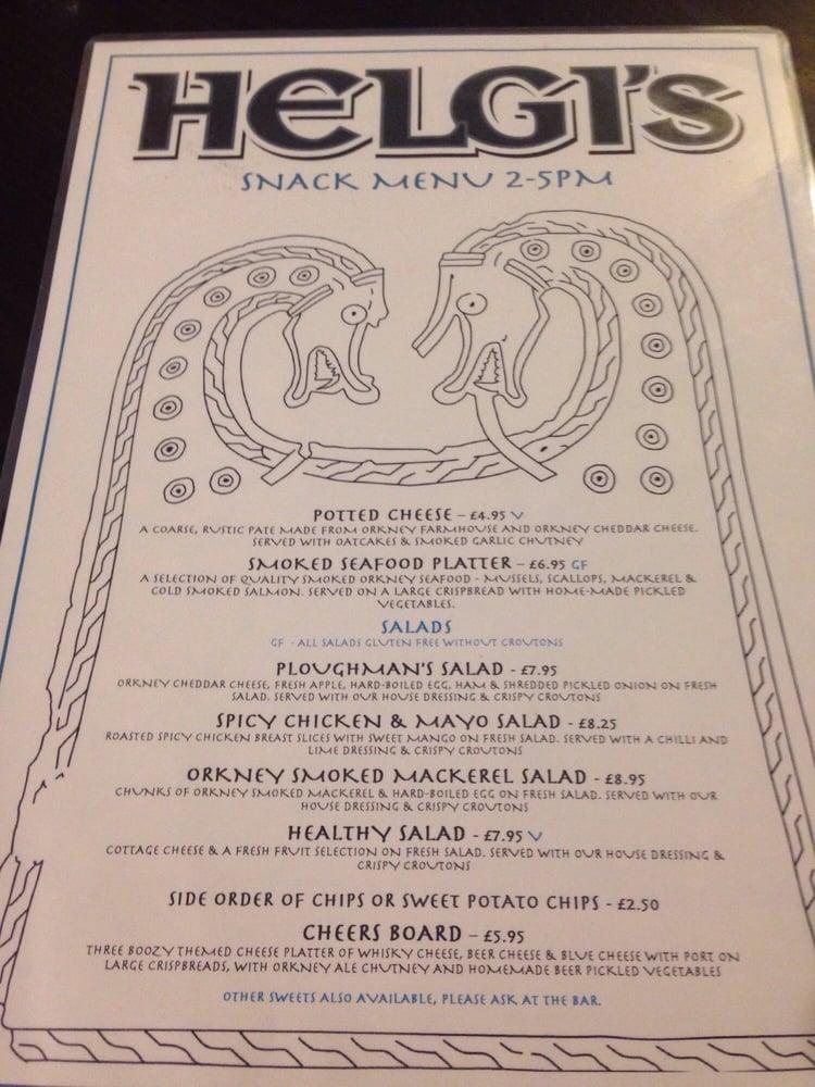 Menu at Helgi's pub & bar, Kirkwall