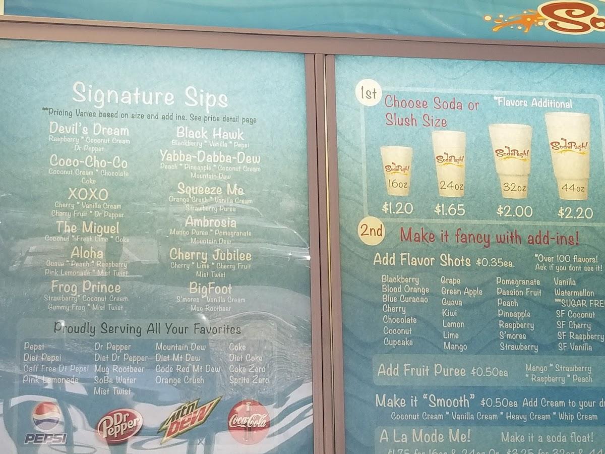 Menu at Soda Rush desserts, Mesa, E Baseline Rd UNIT 104