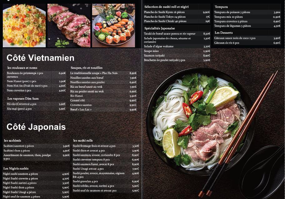 Menu at chiaki restaurant, Saint-Gaudens