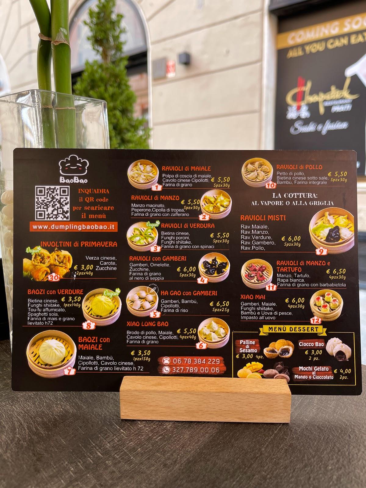 Menu da Bao Bao Prati - Ravioleria ristorante, Roma