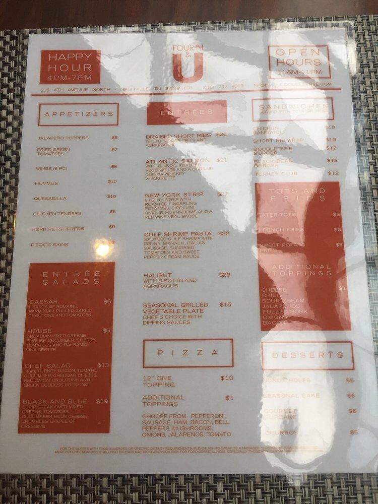 Menu at Fourth & U pub & bar, Nashville