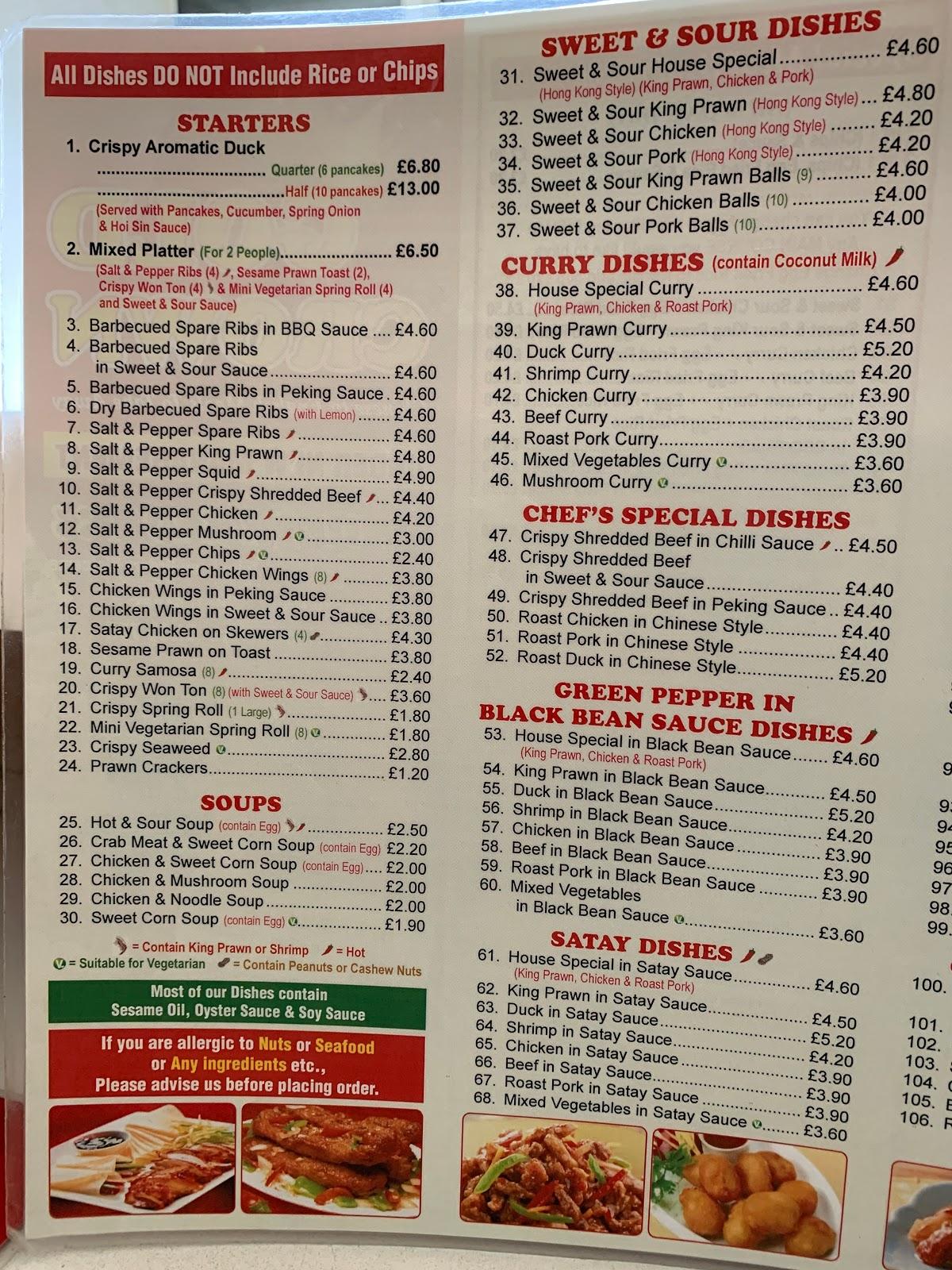 Menu at Gold Crown Chinese Takeaway restaurant, Cleethorpes