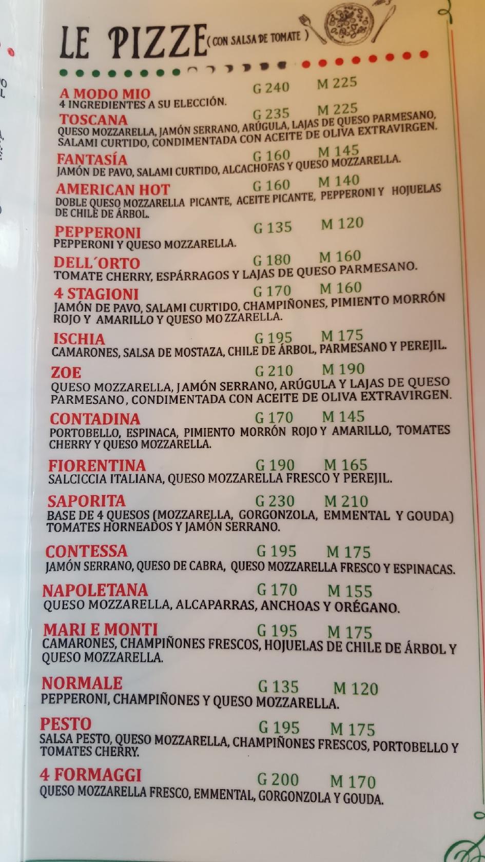 Menu at IL GALLO NERO TRATTORIA PIZZERIA, San Nicolás de los Garza