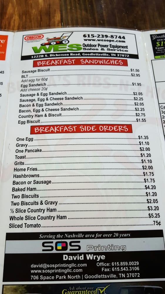 Menu at Liz's Kitchen restaurant, Goodlettsville