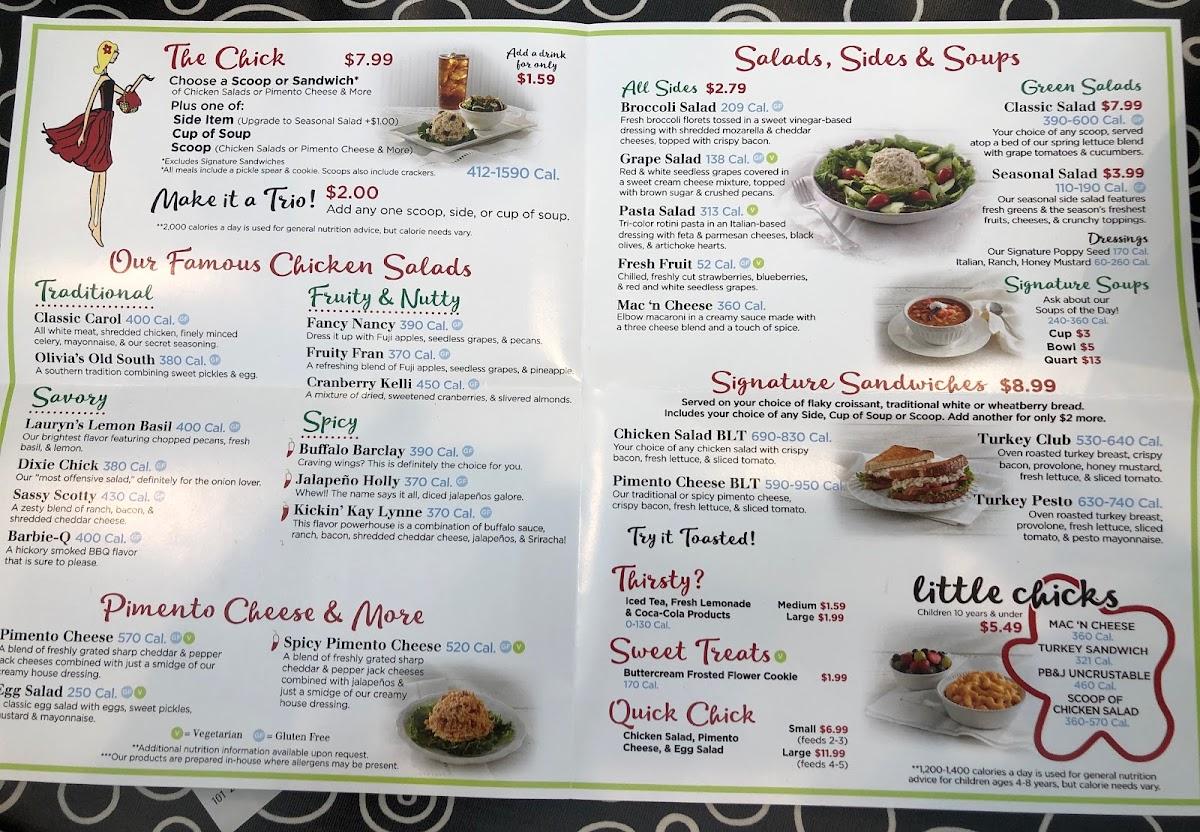 Menu at Chicken Salad Chick restaurant, Palm Harbor, US Hwy 19 N