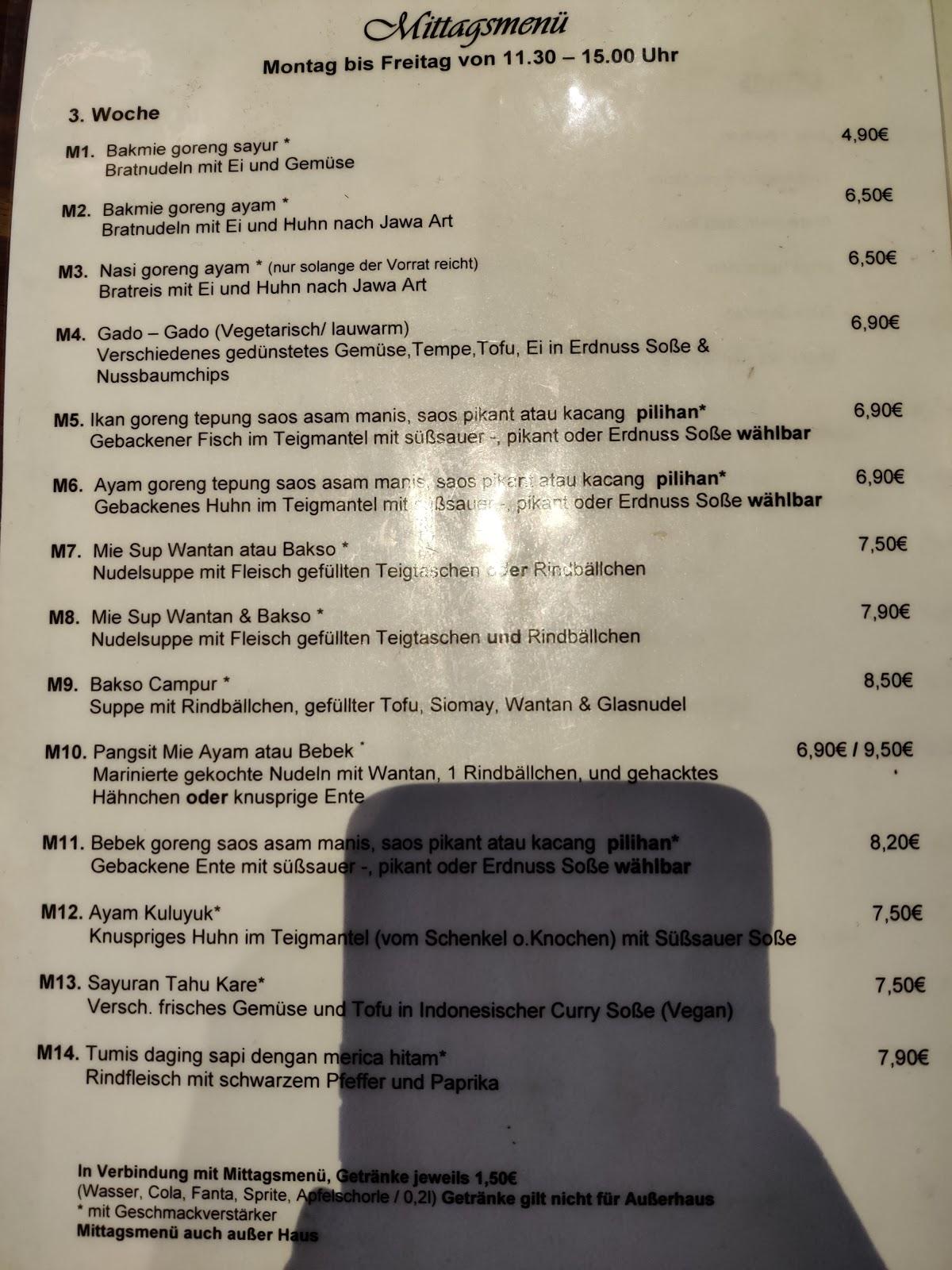 Speisekarte von Jawa Restaurant - Traditional Indonesian Food, Hamburg