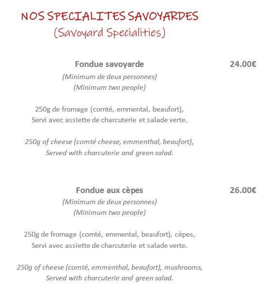 Menu au Le Refuge du Skieur restaurant, Arâches-la-Frasse, Immeuble ...