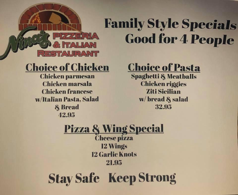 Menu at Nina's Pizzeria & Italian Restaurant, Chittenango