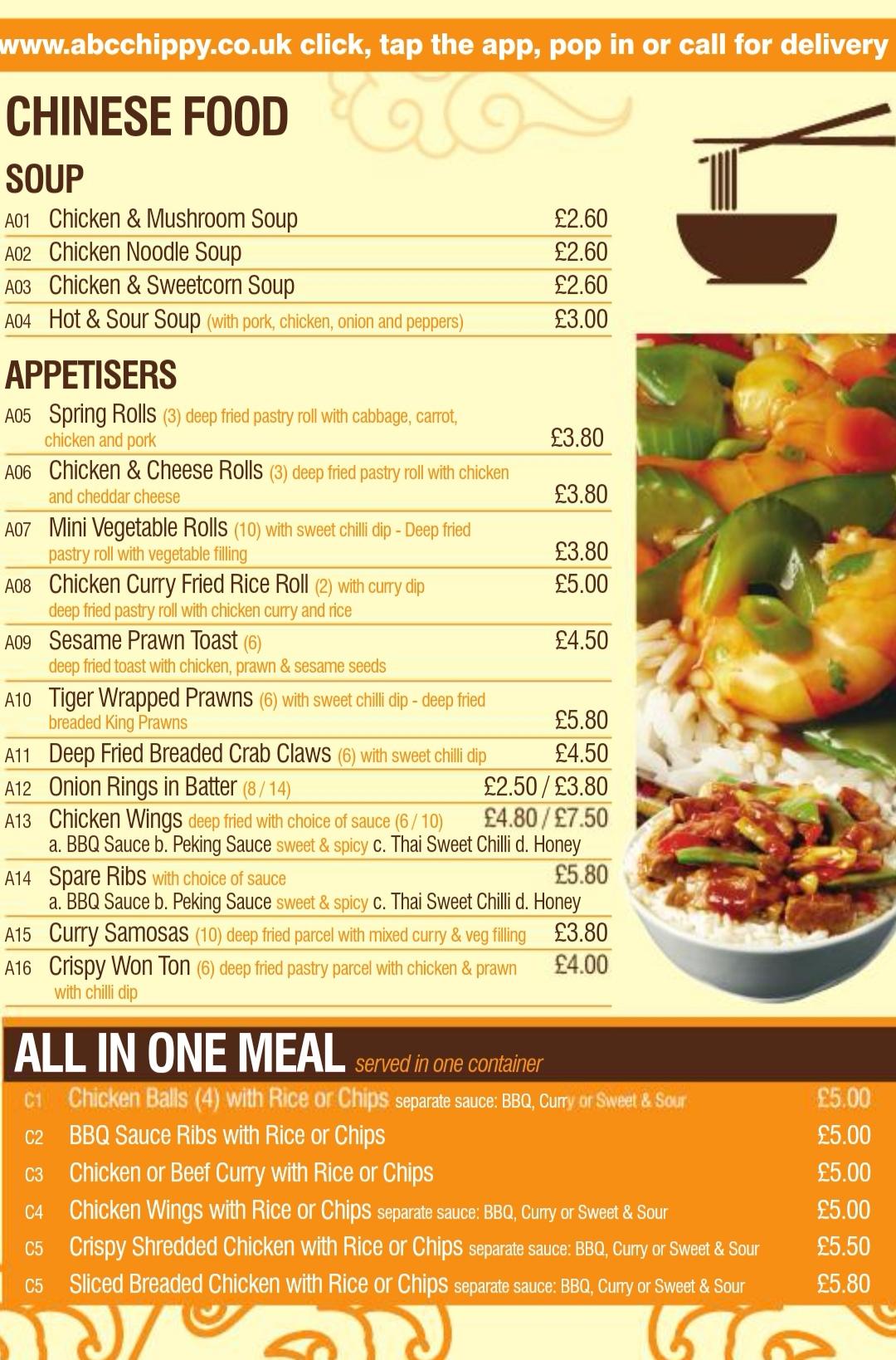 Menu at ABC CHINESE CHIPPY grangemouth falkirk fk39ea fast food ...