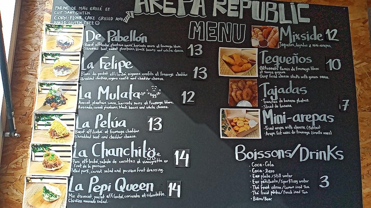 Menu da Neotropical kitchen arepa republic, Ginevra