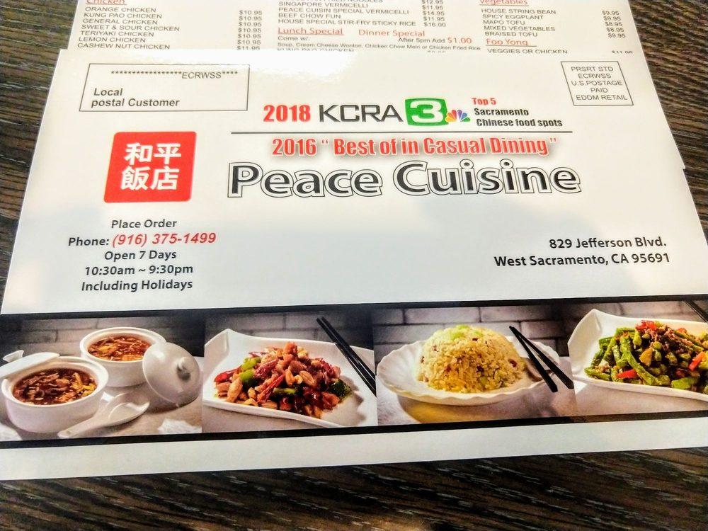Menu at Peace Cuisine restaurant, West Sacramento