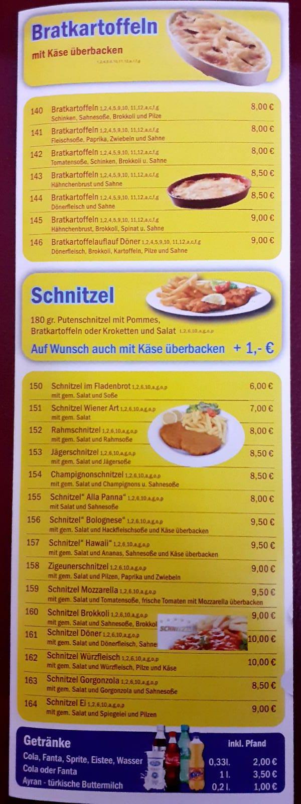 Menu at Picobello restaurant, Gotha