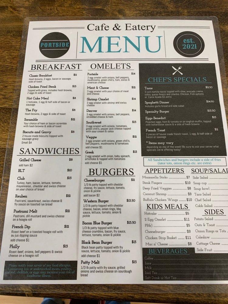 Menu at Portside Market and Cafe, Port Orford