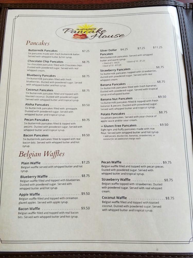 Menu at Sunshine Pancake House cafe, La Mesa, El Cajon Blvd