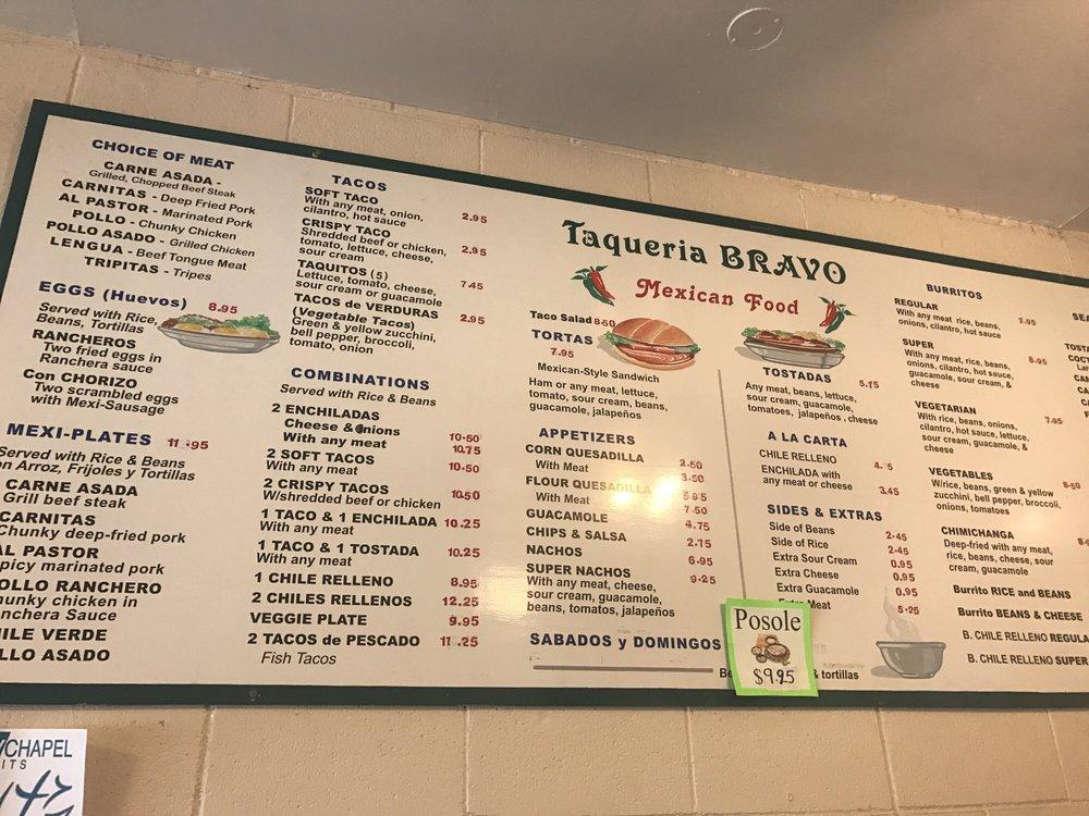 Menu at Taqueria Bravo restaurant, Willits, 235 S Main St