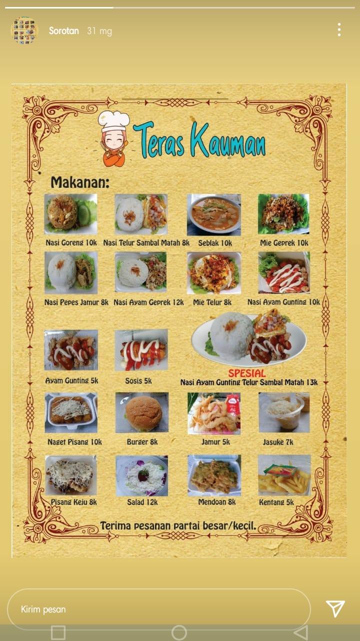 Menu at Teras Kauman restaurant, Umbulmartani